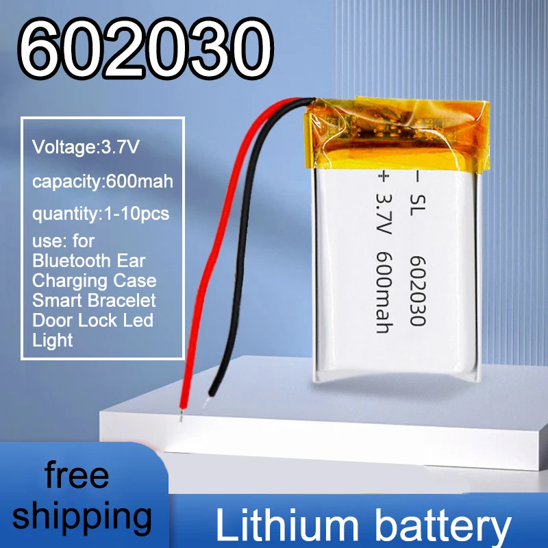 Line Polymer Battery 602030 3.7V Rechargeable Battery 600mAh for ...