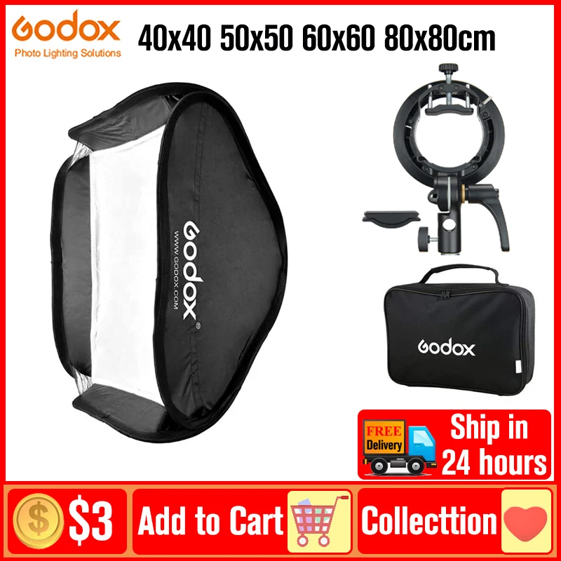 Godox-S2-40x40-50x50-60x60-80x80cm-Speedlight-Softbox-Bracket-Bowens ...