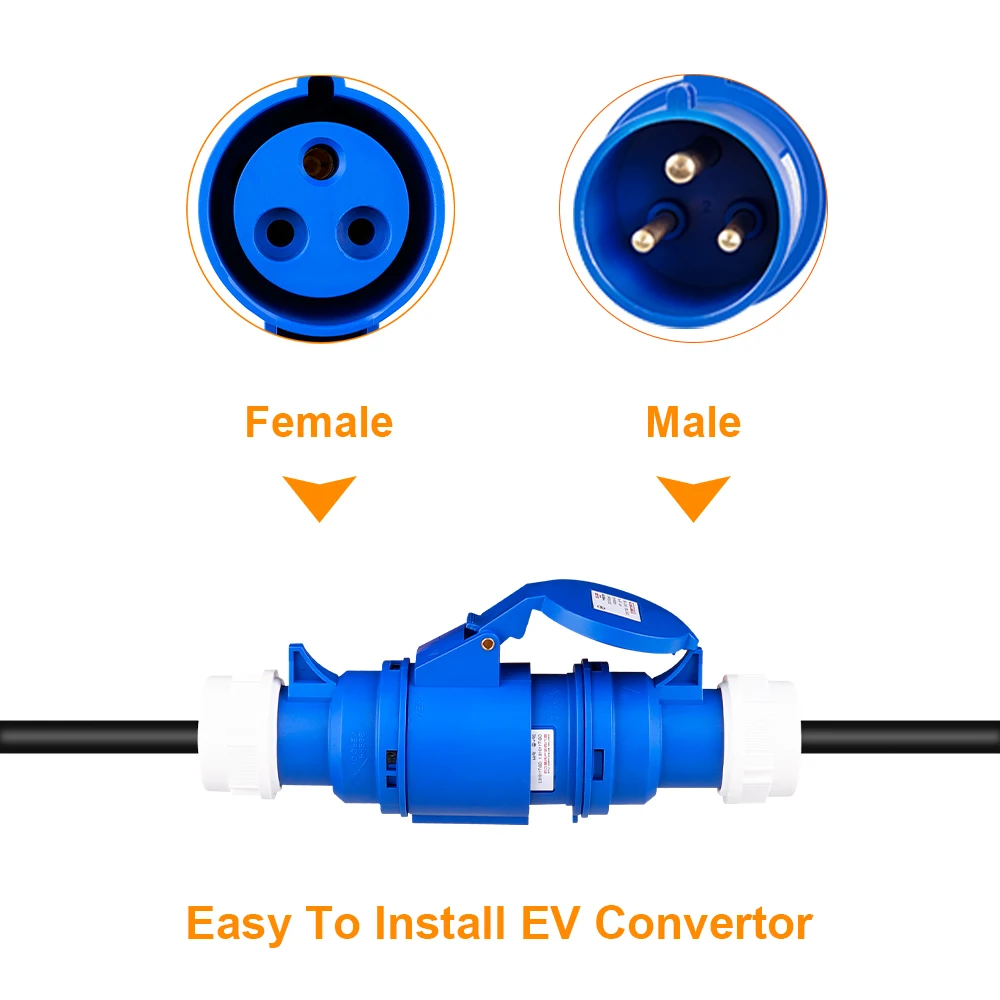 3 Pins CEE Female Plug Adapter EV Charger Waterproof Connection ...