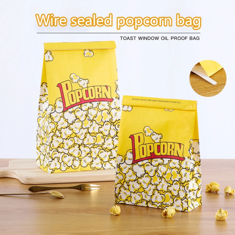 10Pcs-Iron-Wire-Seal-Popcorn-Paper-Bag-Oil-Proof-Packaging-Bag-Kraft ...