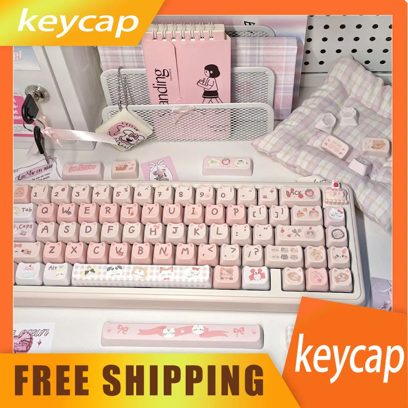 Maorbeng-Pink-Cat-Keycaps-Mao-Pbt-144key-Individual-Keycap-Custom-Cute ...