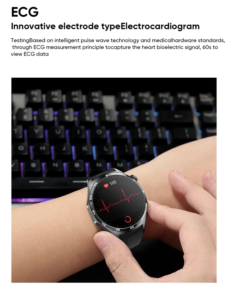 Blood Sugar Smart Watch Health ECG+PPG Blood Body Component Monitor ...