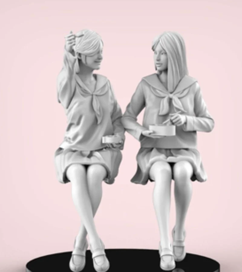 1-35-Scale-Resin-Figure-Model-Kit-Girls-Eating-Micro-Scene-Layout-2 ...
