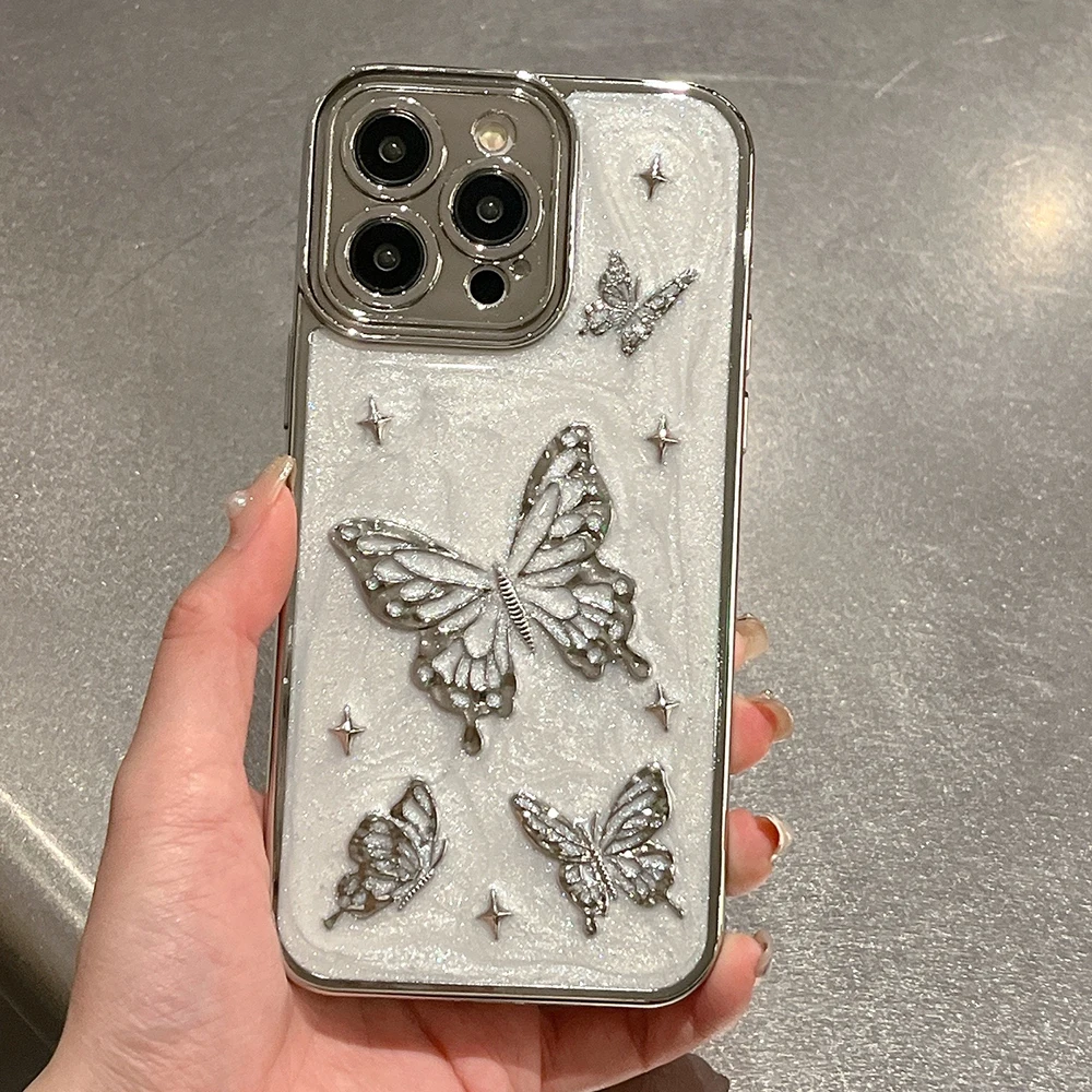 Qianliyao-funda-de-tel-fono-con-pegamento-de-goteo-de-mariposa-de-Metal ...