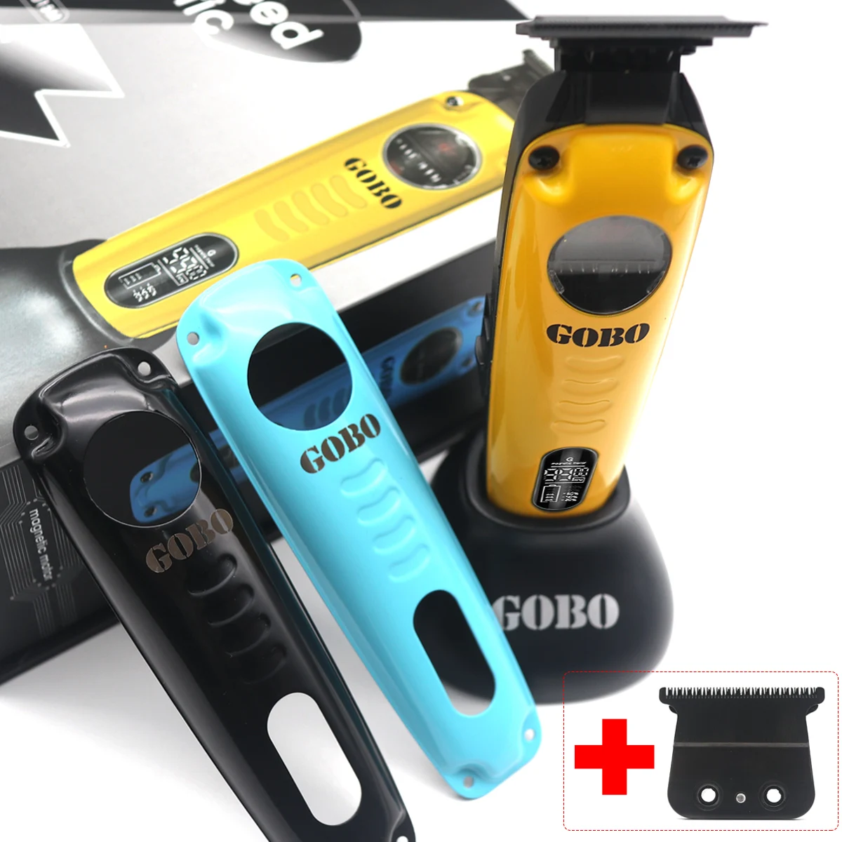 GOBO-Magnetic-Motor-LCD-Beard-Trimmer-for-Men-Base-Charger-Hair-Trimmer ...