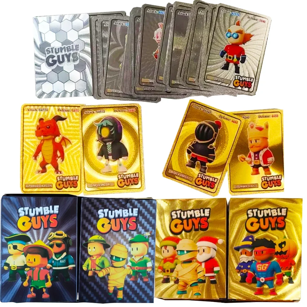 55Pcs-Set-Stumble-Guys-Cards-Anime-Board-Game-Gold-Silver-Foil-Shiny ...