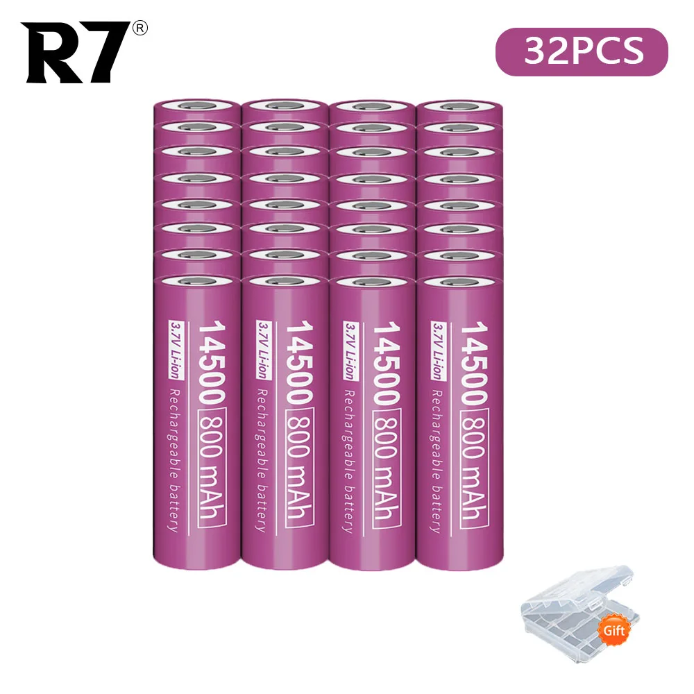 R7-32pcs-14500-Li-ion-Rechargeable-Battery-800-mAh-3-7v-lithium-ion ...