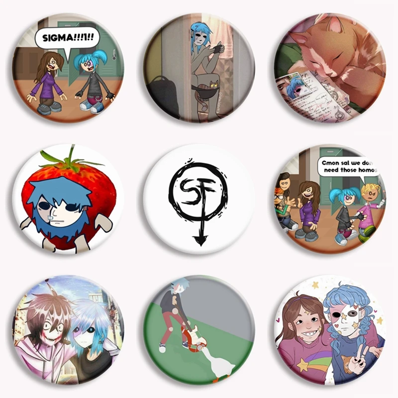 Sally-Face-Horror-Game-Anime-Button-Pin-Creative-Strawberry-Sal-Fisher ...
