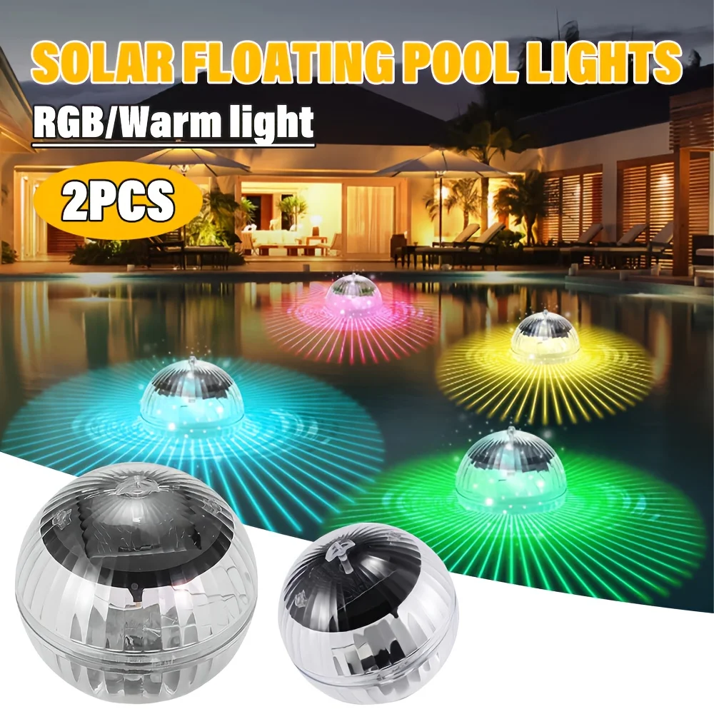 2PCS Solar Floating Pool Lights, Solar LED Color-Changing Fountain ...