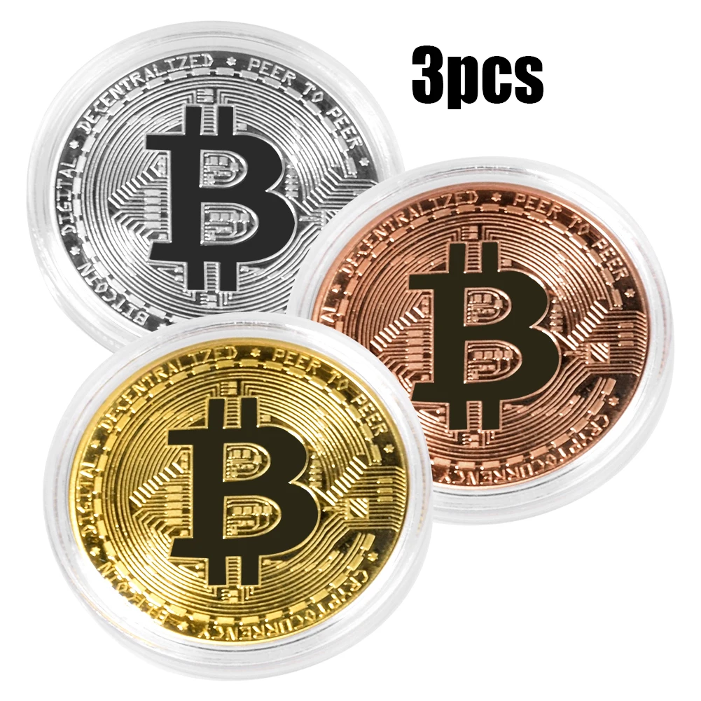 3Pcs-Gold-Plated-Bitcoin-Coin-Collectible-Art-Collection-Gift-Physical ...