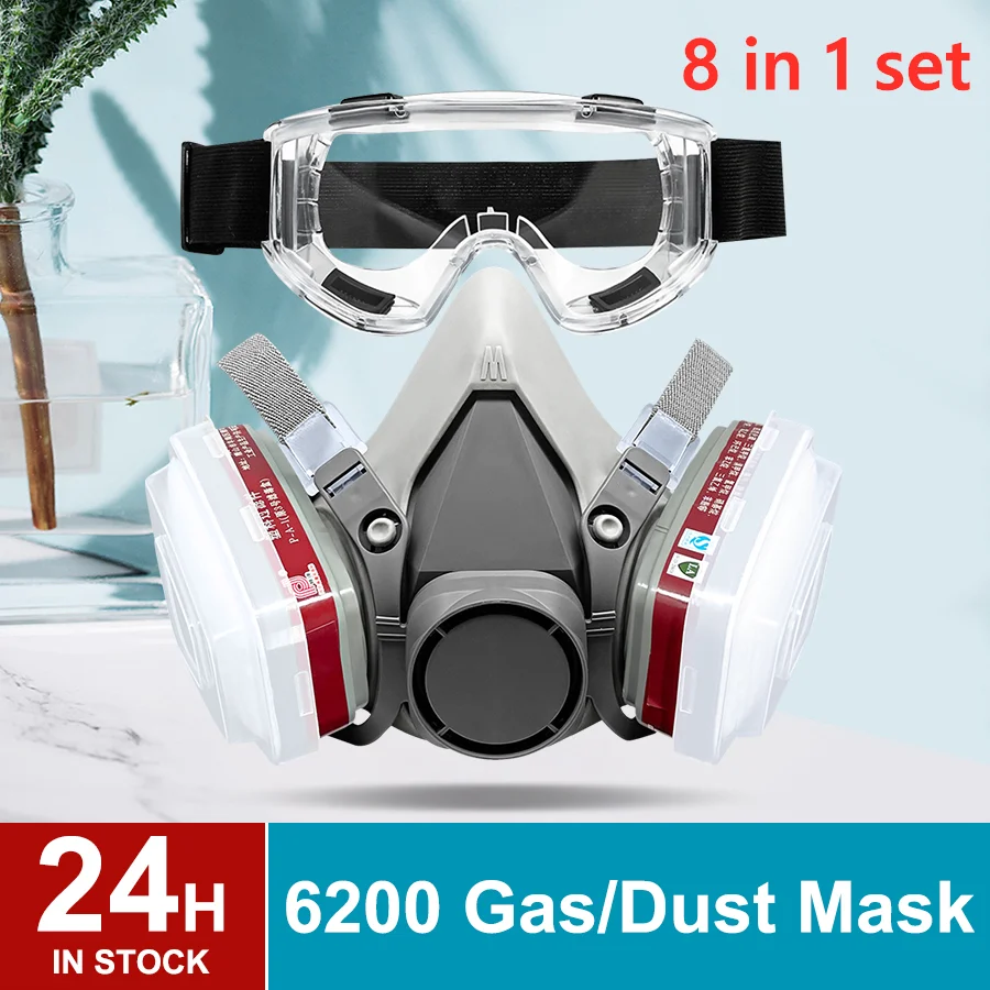 Chemicals-6200-Facial-Gas-Respirator-Mask-Paint-Spray-Carbon-Cartridge ...