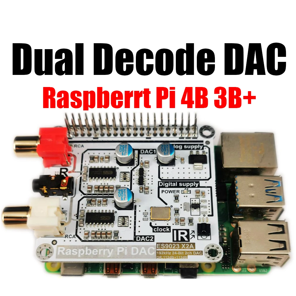 Volumio-Moode-Raspberry-Pi-4B-HIFI-Dual-Decode-DAC-ES9023-I2S-Digital ...