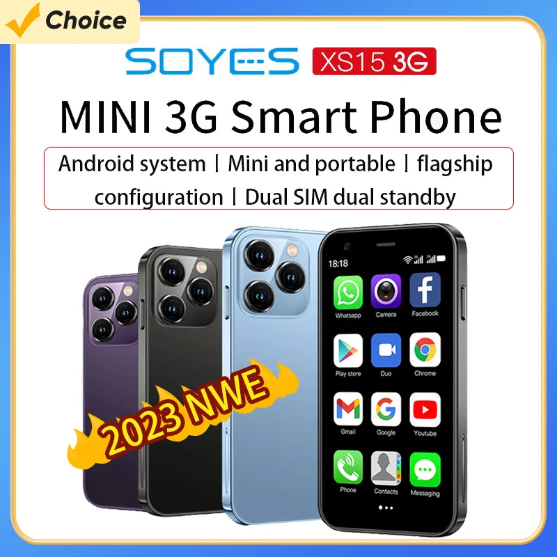 SOYES XS15 Mini SmartPhone Android 8.1 3.0 Inch Display 2GB 16GB Dual SIM Standby 3G Mobile ...