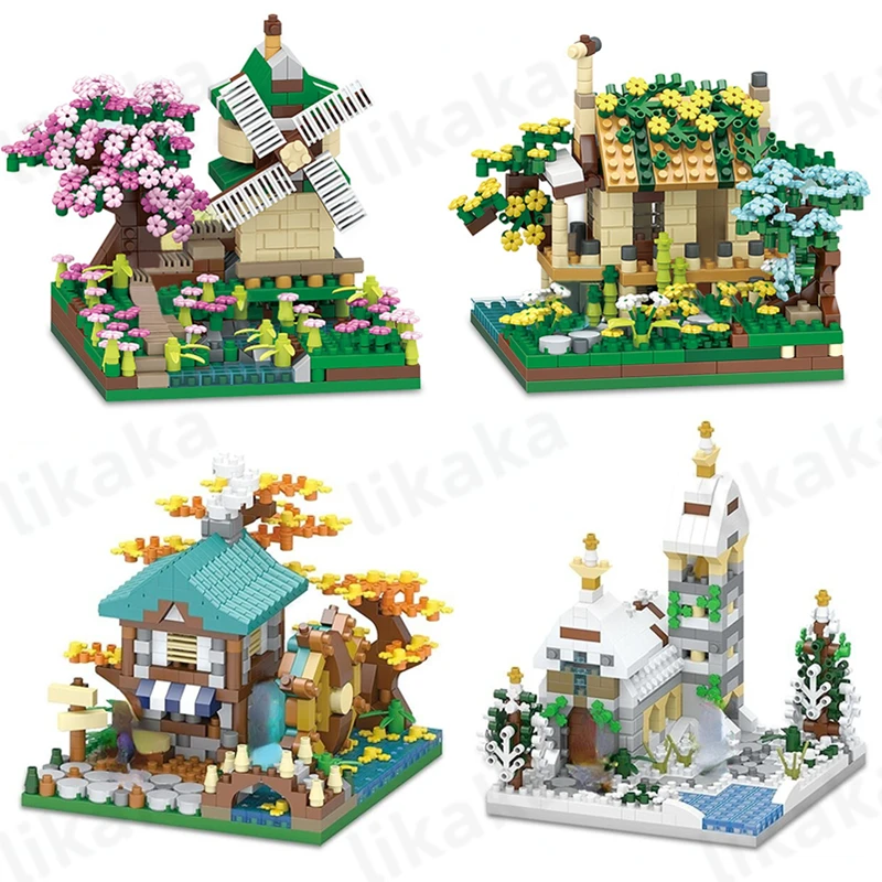 Sakura-Windmill-House-Building-Blocks-Diamond-Bricks-Fishman-Hut-Street ...