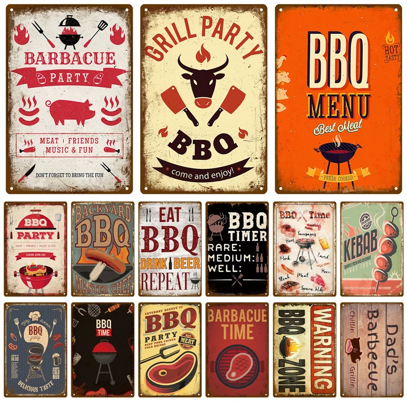 Tin-Sign-BBQ-RULES-Poster-Vintage-Wall-Posters-Metal-Sign-Decorative ...