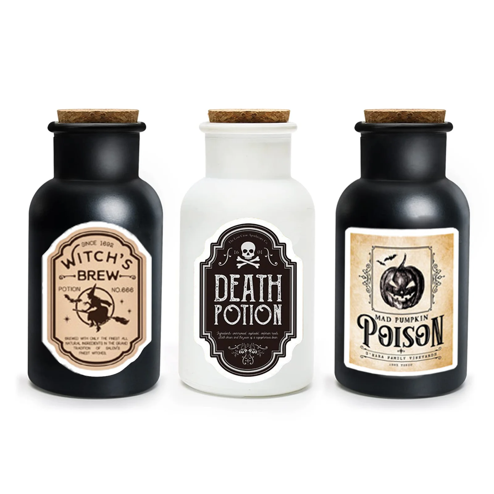 Botellas-de-poci-n-de-Boticario-de-Halloween-blanco-y-negro-botellas-de ...