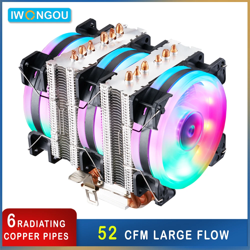 IWONGOU Cpu Cooler 2011 6 Heat Pipes Cpu Heatsink Fan for Lga 2011 V3 ...