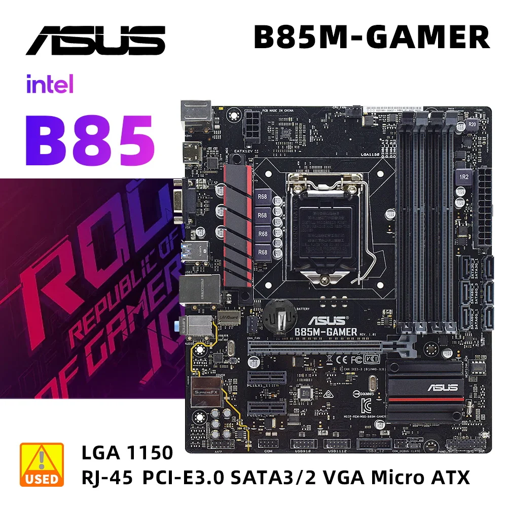 LGA 1150 마더보드 키트 Asus B85M GAMER + I3 4170 데스크탑 인텔 B85 DDR3 32G 코어 i7 ...