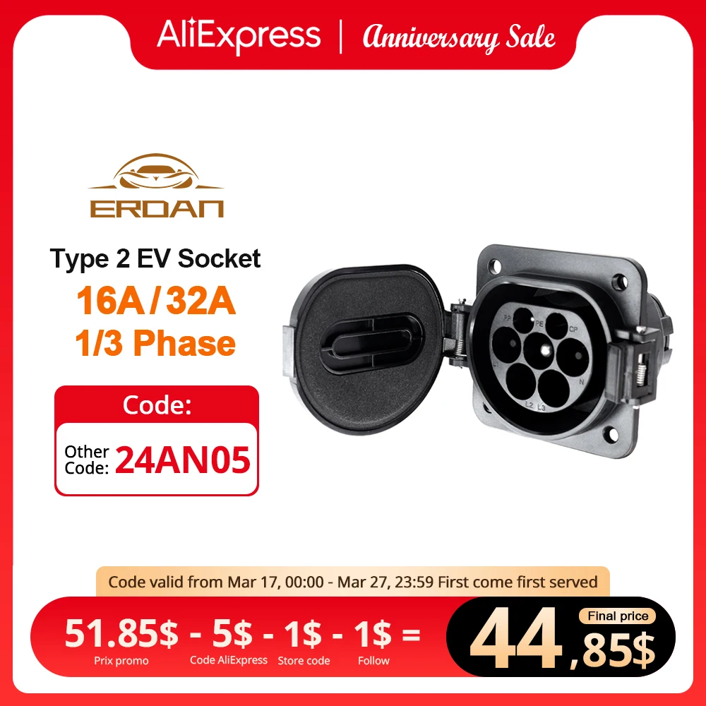 Electric-Vehicle-Cars-Charging-Evse-Socket-Type-2-EV-Sockets-16A-32A-1P ...