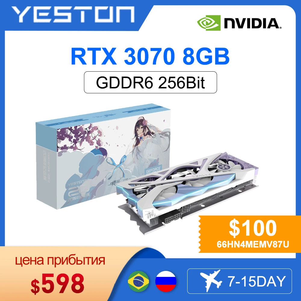 Yeston New Rtx3070 Rtx 3070 8g 8gb Graphics Card 14gbps 8+8pin 8nm 256bit Gddr6 Gpu Nvidia Video ...