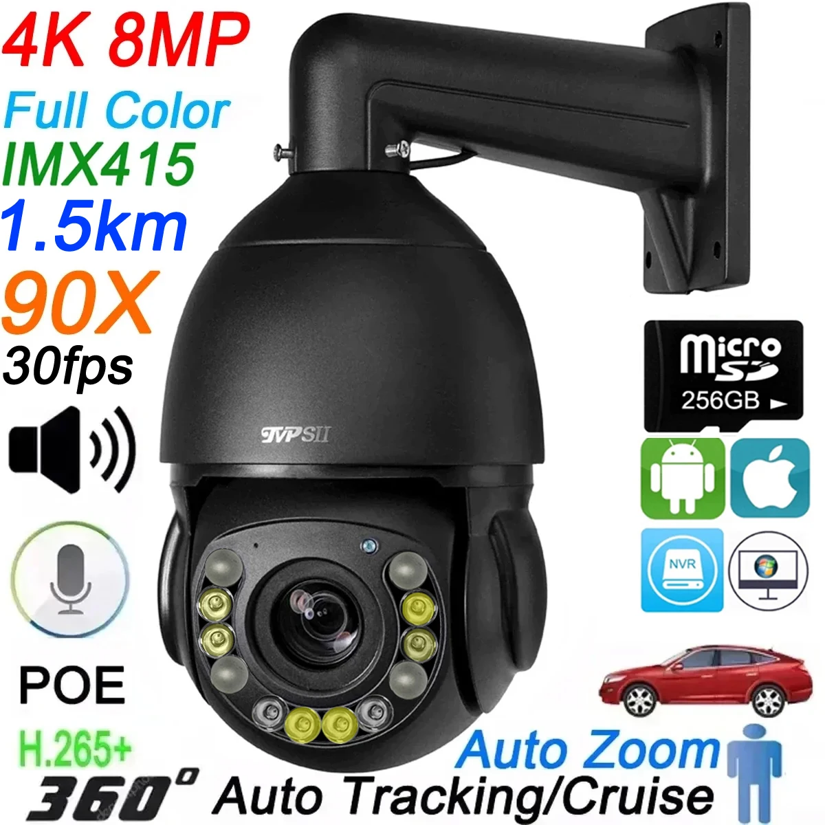 Full-Color-Auto-tracking-8MP-4K-30fps-90X-Optical-Zoom-Rotation-Audio ...