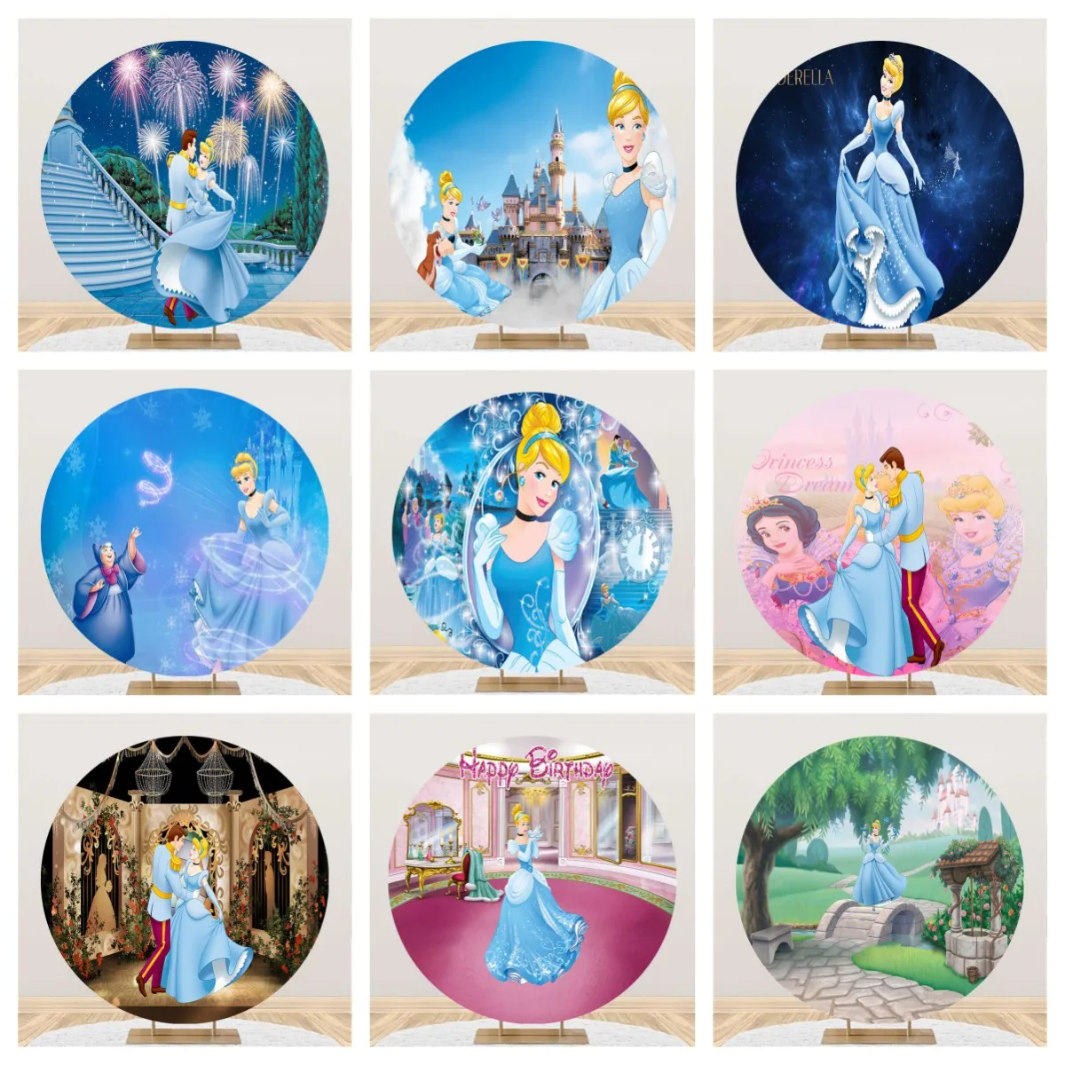 Princess-Blue-Dress-Cinderella-Castle-Theme-Girls-1st-Birthday ...