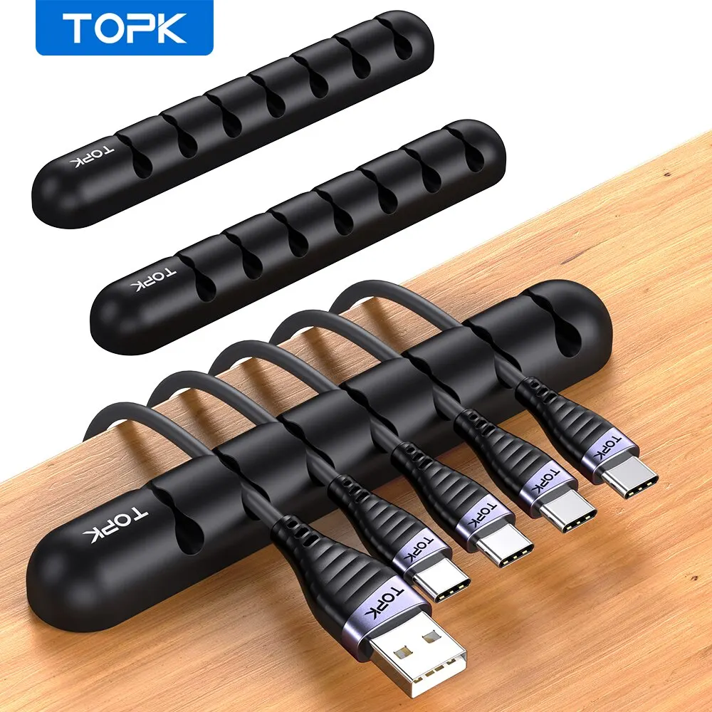 TOPK-Cable-Organizer-Management-Wire-Holder-Flexible-USB-Cable-Winder ...