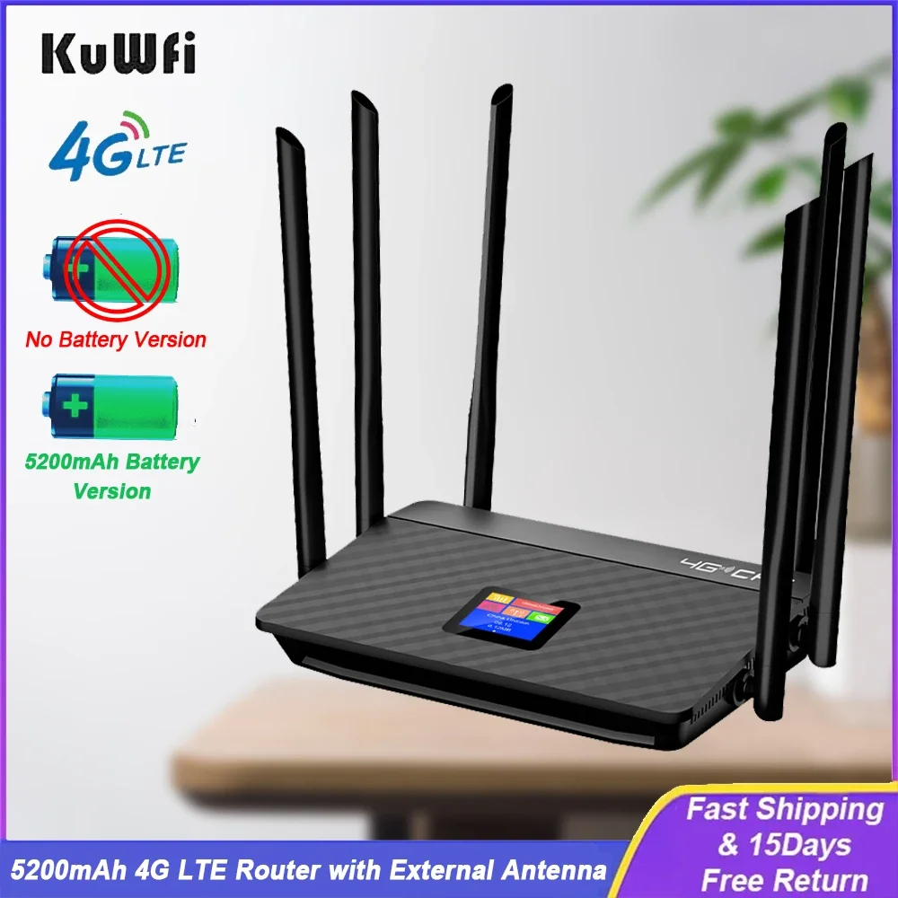 KuWFi-4G-Router-5200mAh-Wireless-LTE-Router-CPE-4G-Wi-Fi-Router-with ...