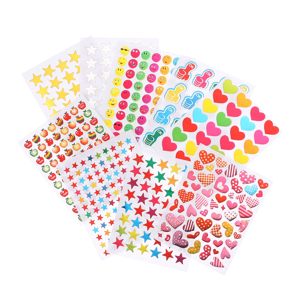 10PCS-Bag-Child-Gilding-Reward-Flash-Stickers-Praise-Label-Star-Smiley ...