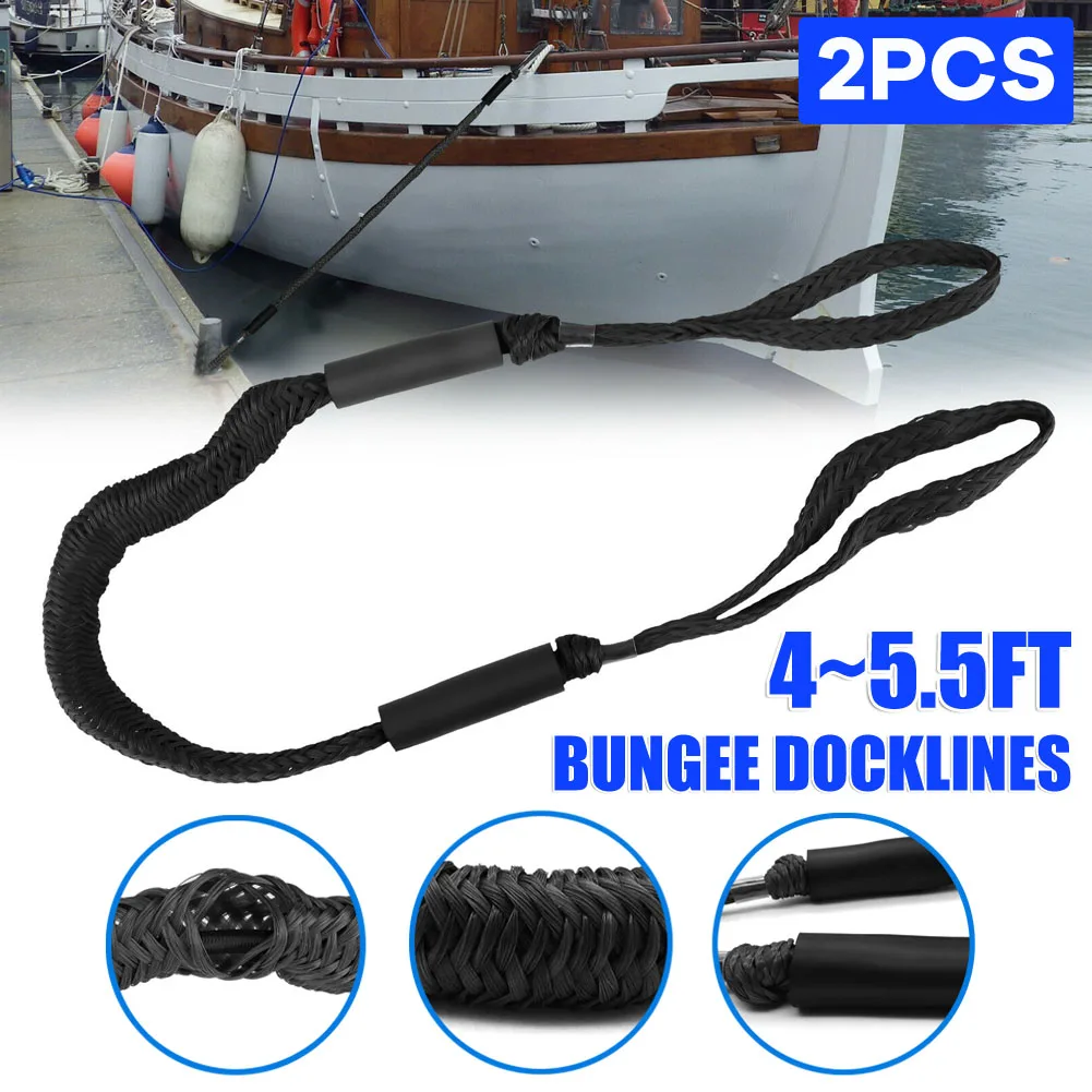 2pcs 4-5.5ft Bungee Dock Line Mooring Stretch Rope Quick Docking Boat ...