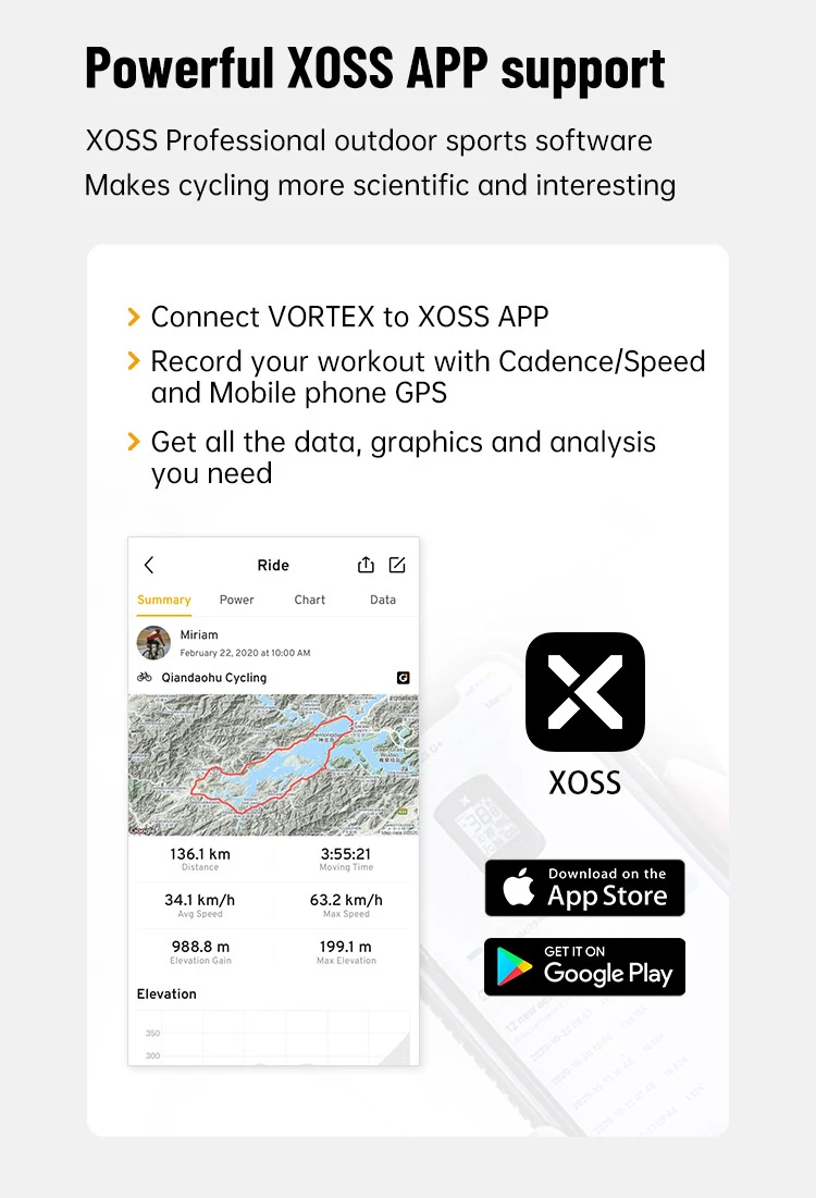 Capteur de Cadence - XOSS - Vortex - Bluetooth - Ant + - Moniteur de Fréquence Cardiaque ...