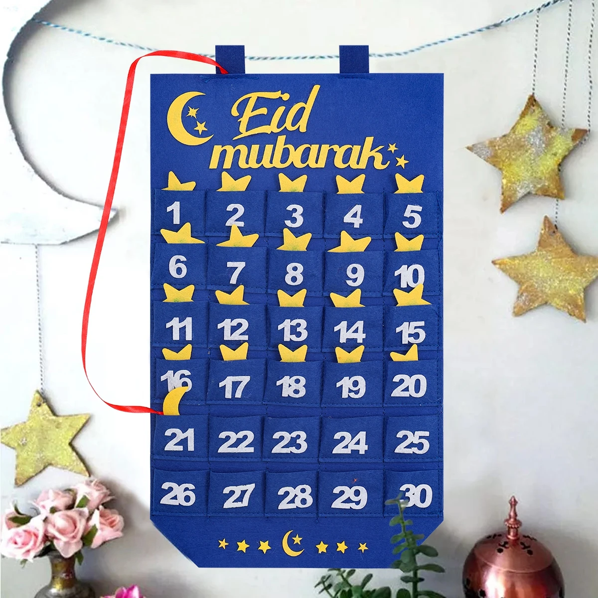 Ramadan Advent Calendar With 30 Reusable Star 30 Days Felt Wall Ramadan ...