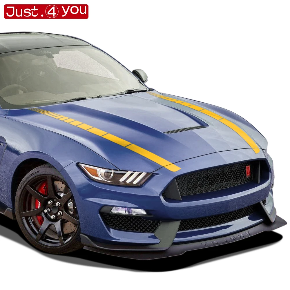 2pcs Hood Bonnet Racing Stripes Decal Stickers For Ford Mustang Shelby ...