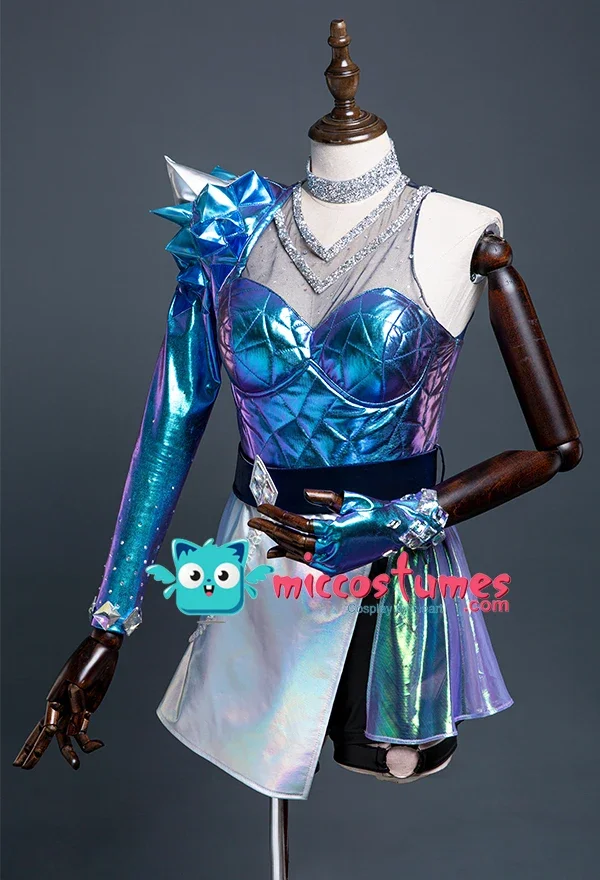 Miccostumes Women's Blue Color Shiny Symphony Laser Reflective Splicing ...