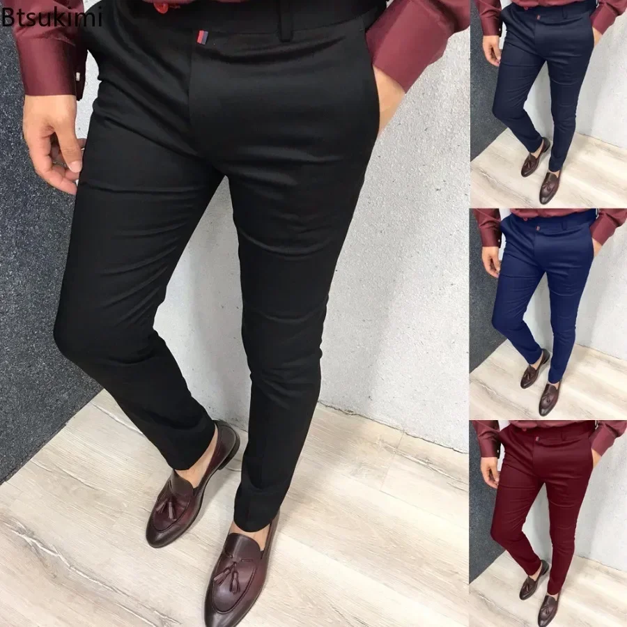 New Men's Fashion Casual Trousers Daily Office Business Formal Pants ...