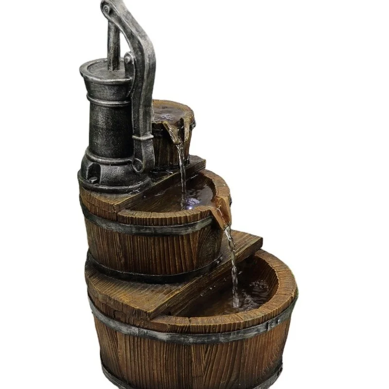 Outdoor-water-feature-fountain-Wooden-cask-Tap-barrel-flowing ...