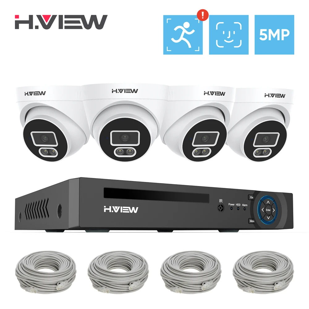 H.view 8ch 5mp Video Surveillance Kit Home Cctv Security Cameras System ...