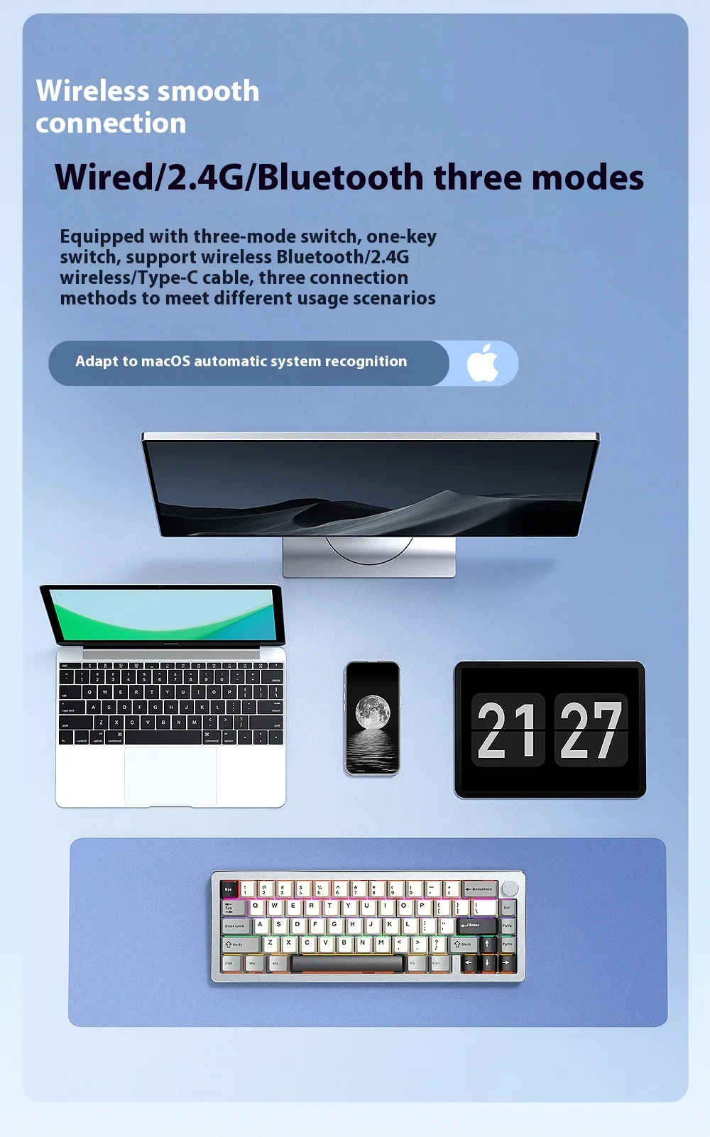 DARK ALIEN R65 Three Mode Hot-Swap Mechanical Keyboard | Unendingtech