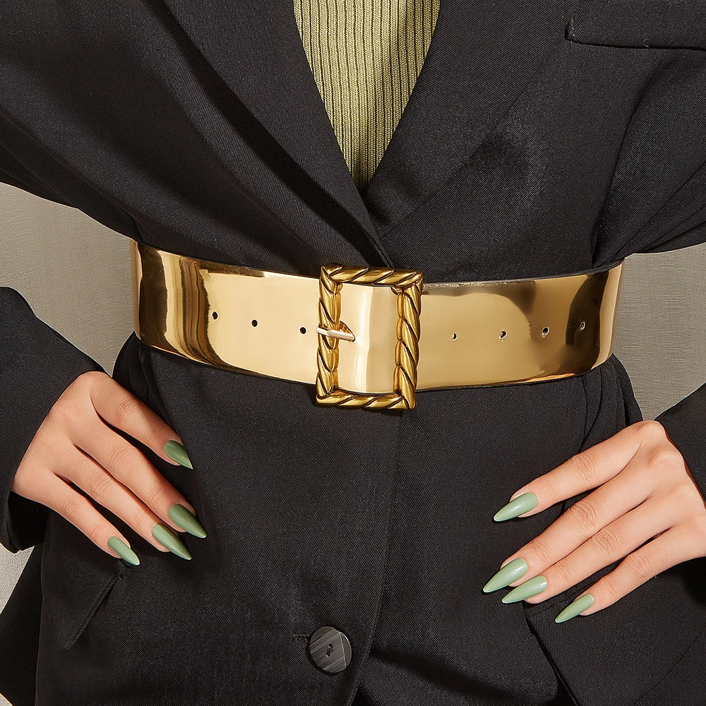 Luxury Female Gold Buckle Belt | Fashion Belts Women Gold | High Gold ...