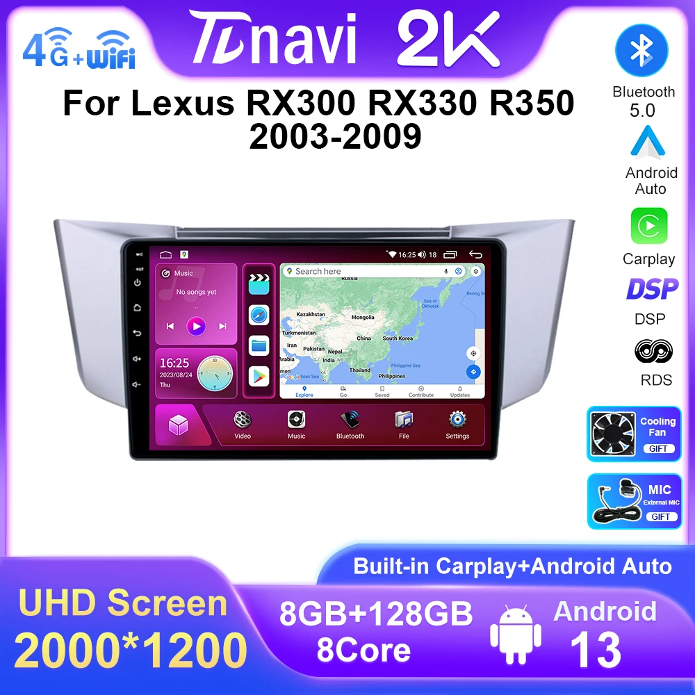 2-DIN-Car-Carplay-Radio-Screen-For-Lexus-RX300-RX330-RX350-RX400H-2003 ...