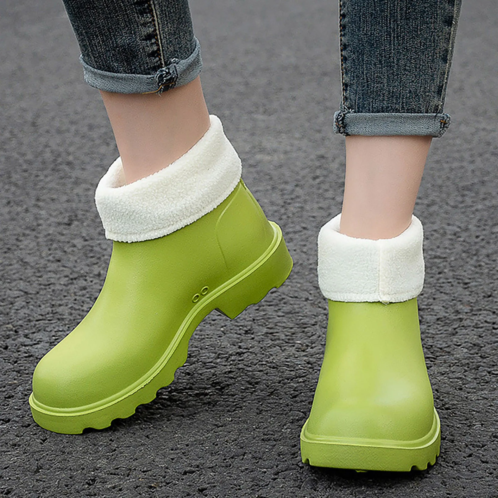 Rain-Boots-for-Women-Fashion-Designer-Round-Toe-Ankle-Rubber-Shoes ...