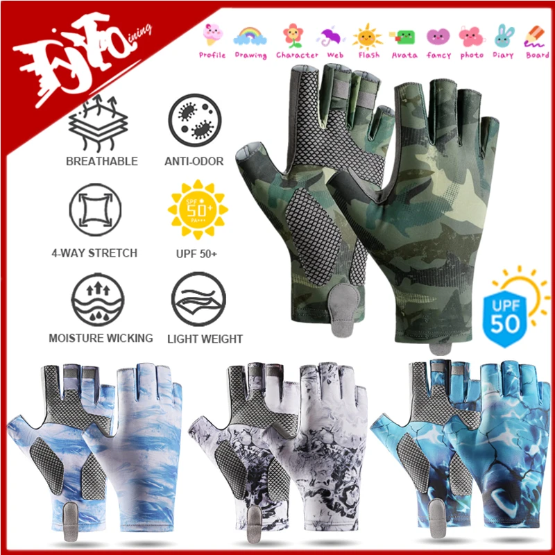 New UPF 50+ Fishing Gloves- Fingerless Sun Protection Fishing Gloves ...