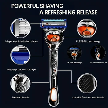 Five Layer Blade Manual Razor Blade, Men's Razor Vintage Beard Blade 5 ...