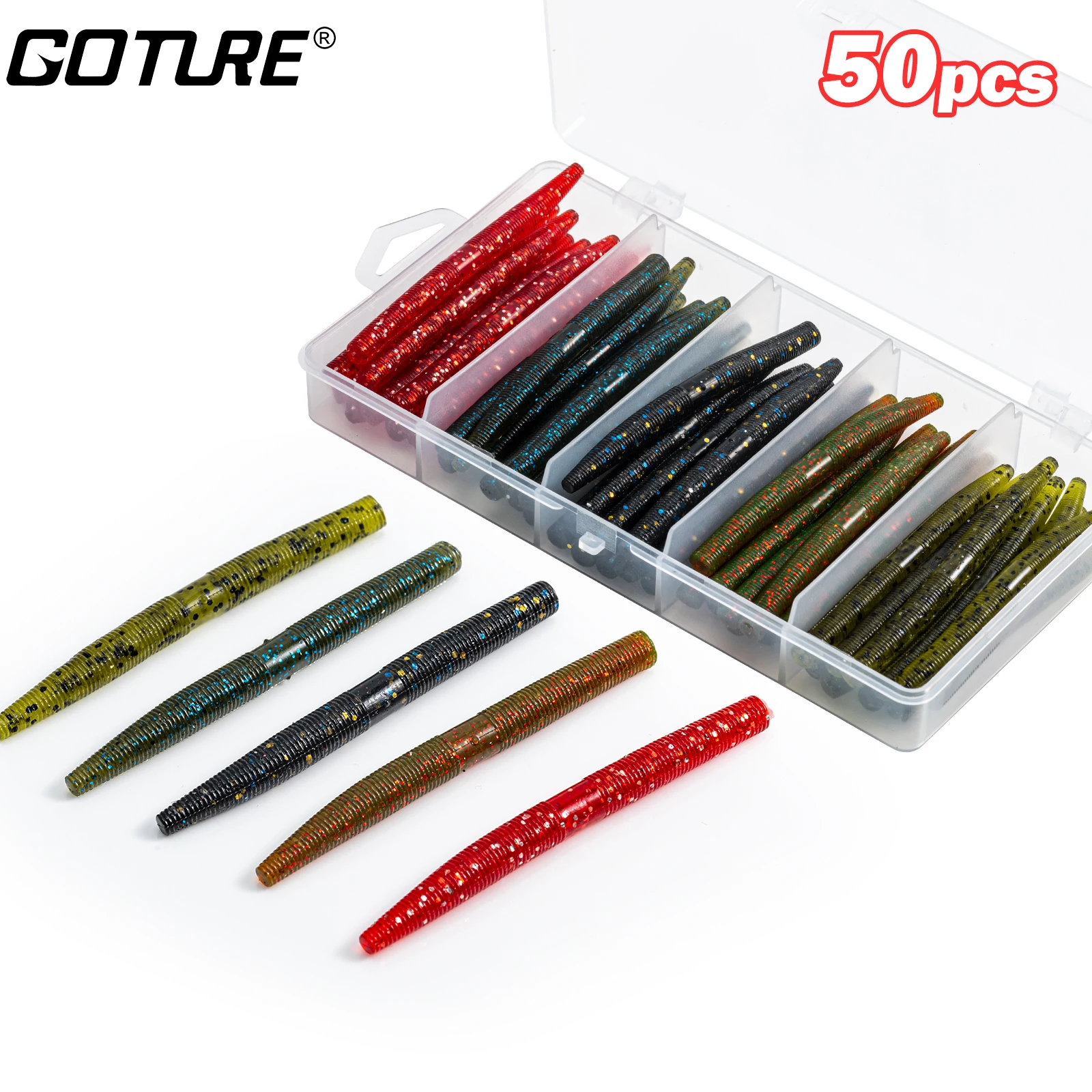Goture-50pcs-set-Worm-Lure-7-62cm-10-16cm-Earthworm-for-Fishing ...