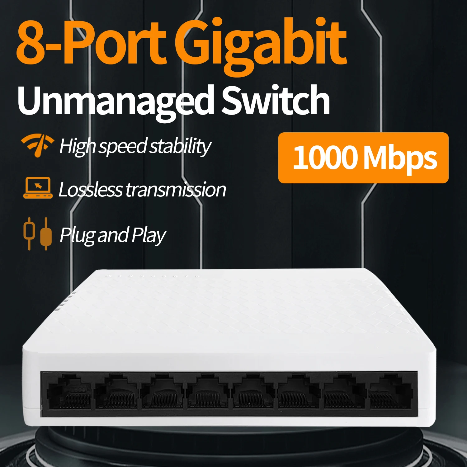 Gigabit-Network-Switch-1000Mbps-8-Port-Unmanaged-Ethernet-LAN-Hub ...