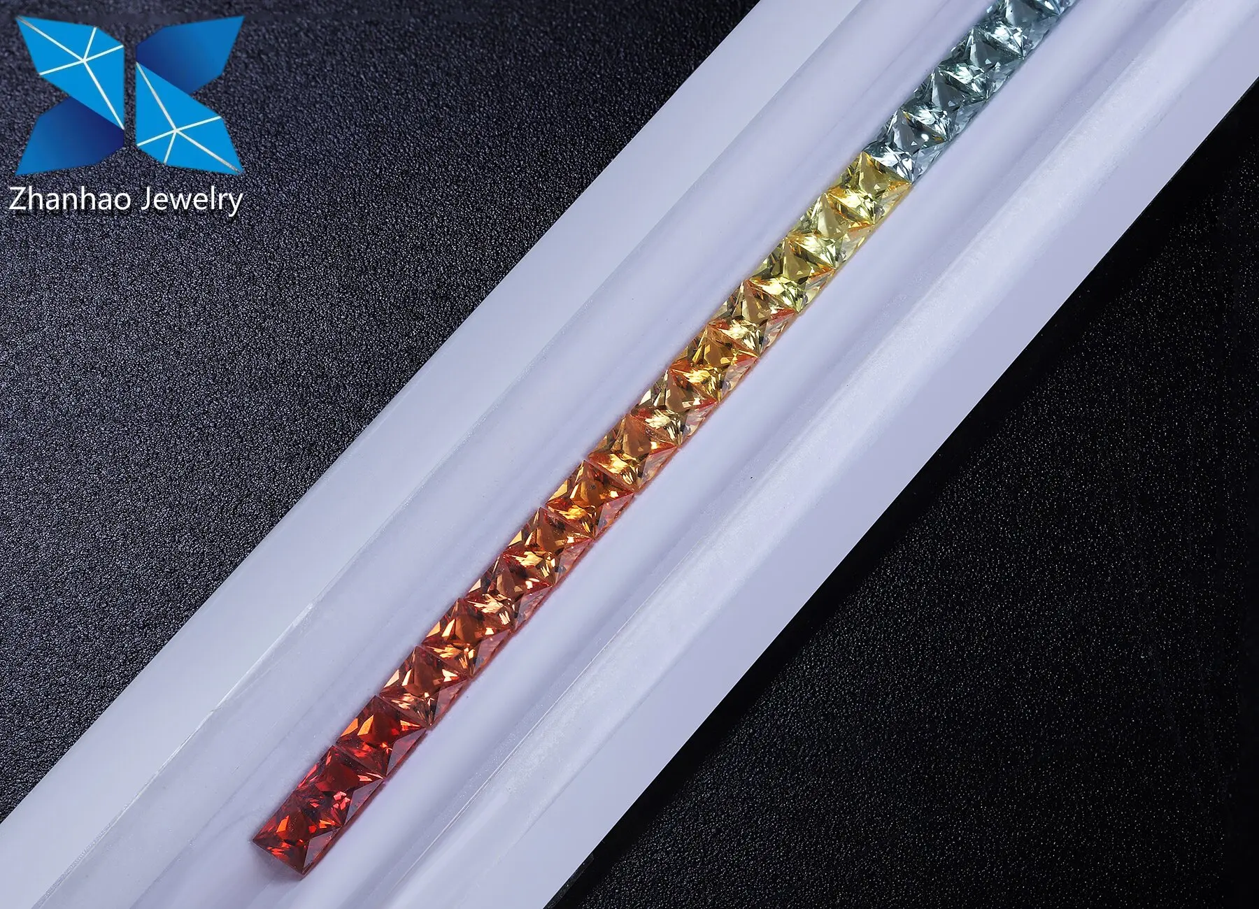 Rainbow Line Stripe Gradient Color Corundum Loose Gemstones For DIY ...