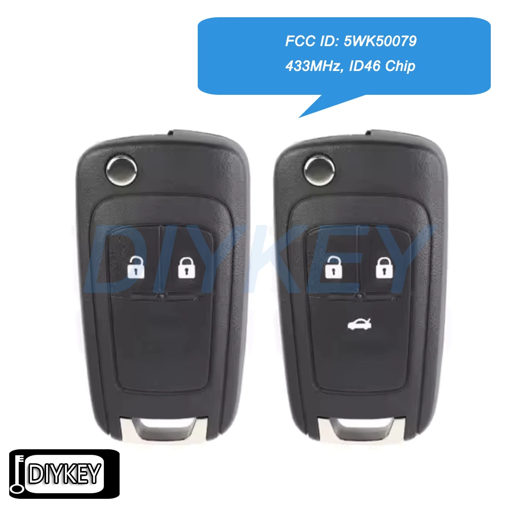 2 / 3 Buttons Flip Remote Key Fob 433MHz ID46 Chip for Opel Vauxhall ...