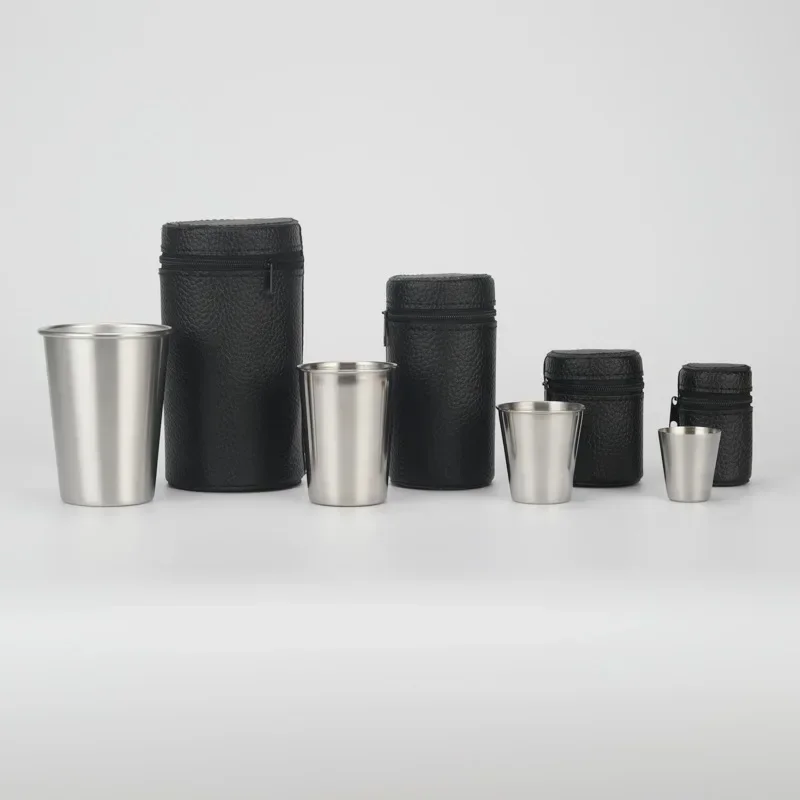 4-piece-stainless-steel-water-glass-with-black-leather-carrying-case ...