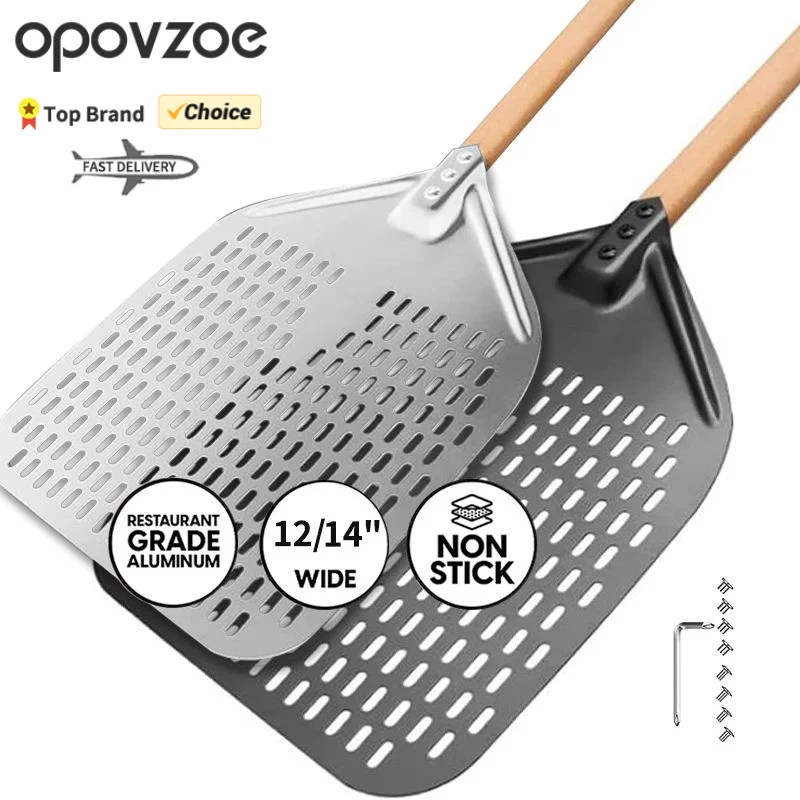 Professional 12/14 Inch Perforated Aluminium Pizza Paddle Anti-Scratch ...