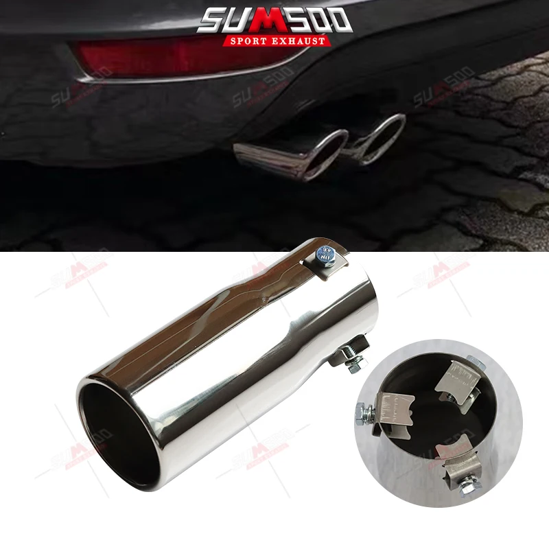 1pcs-Car-Tail-Rear-Chrome-Round-Exhaust-Pipe-Tail-Muffler-Tip-Stainless ...